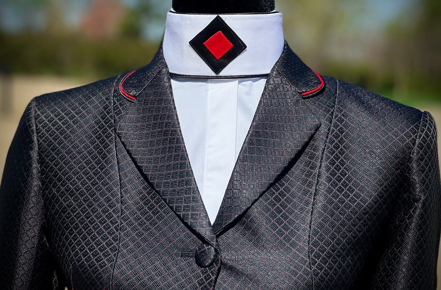 Boo Yah Navy/Brown Plaid w/red detail print with Black Velvet and Blac ...